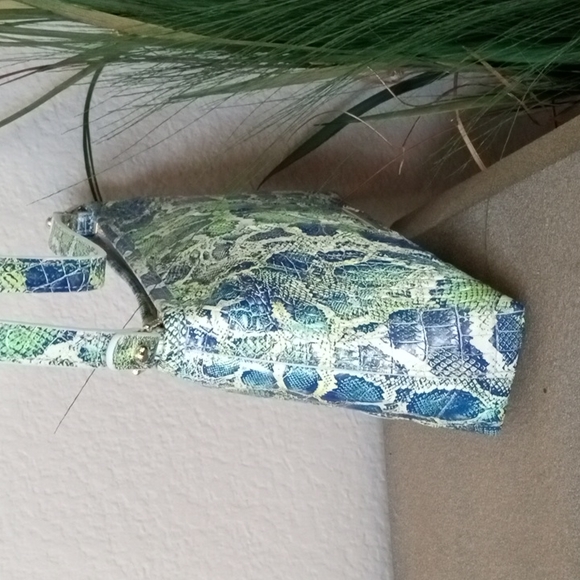 Brahmin | Bags | New Brahmin Blue Green Alligator Embossed Snake Print ...